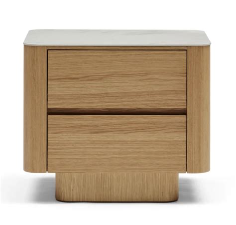 Lelita Natural White Marble Bedside Table Helena House