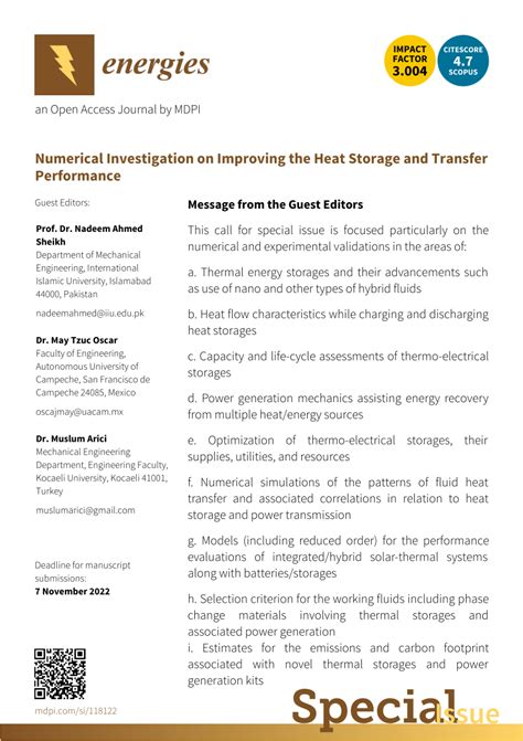 Pdf Numerical Investigation On Improving The Heat Storage And Transfer Performance Special