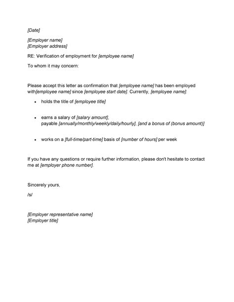 40 Cartas De Prueba De Empleo Formularios De Verificación Plantillas