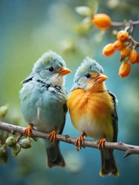 Premium Photo Serene Avian Companions On A Misty Day Ai Generated