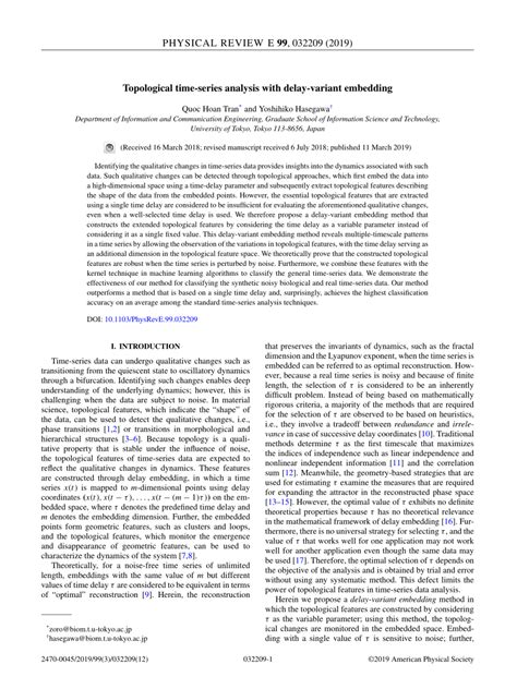 Pdf Topological Time Series Analysis With Delay Variant Embedding