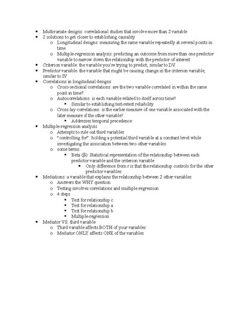 Multivariate Correlational Research Multivariate Designs