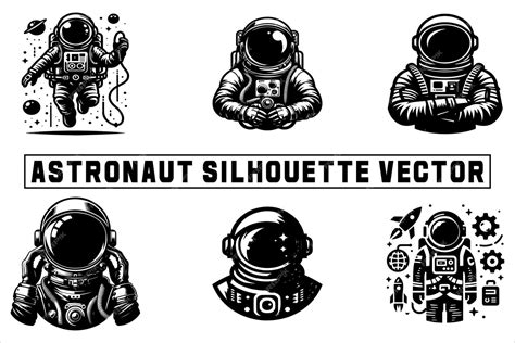 Astronaut Silhouette Vector Space Explorer Astronaut Silhouette Set