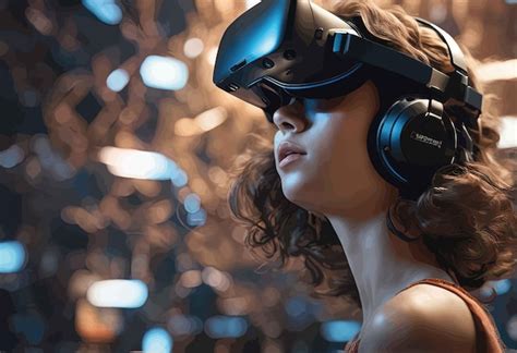 Premium Vector Woman Wearing Virtual Reality Helmetwoman Wearing