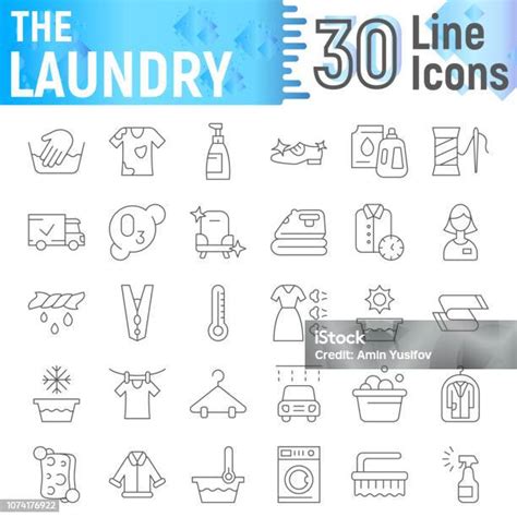 세탁 선 아이콘 세트 깨끗 한 기호 컬렉션 벡터 스케치 로고 삽화 세척 표지판 선형 무늬 패키지에 고립 된 백색 배경 10에 대한 스톡 벡터 아트 및 기타 이미지 Istock