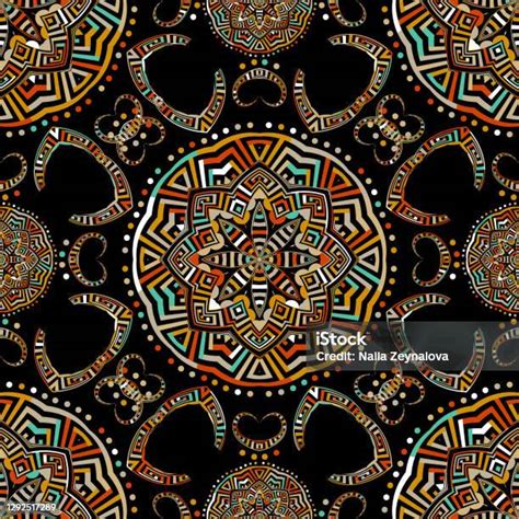 그리스 벡터 원활한 패턴 추상적 부족 민족 스타일 배경 꽃 선 미로 모양으로 다채로운 배경을 반복합니다 그리스 의 주요 구불 한 기하학적 현대 장식 화려한 플로럴 디자인 0