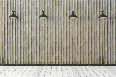 Premium Photo Modern Interior With Empty Tile Wall And Lamps Mock Up