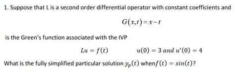 Solved 1 Suppose That L Is A Second Order Differential