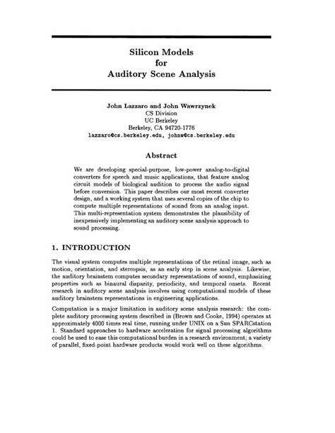 Pdf Silicon Models For Auditory Scene Analysis Dokumentips