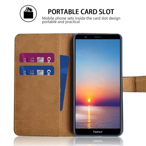 Sdtek Coque Pour Huawei Honor X Housse Portefeuille Etui Cuir Flip Noir