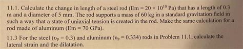 Solved Calculate The Change In Length Of A Steel Rod Chegg Com