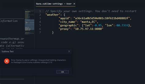 noob question related to guna weather settings r sublimetext