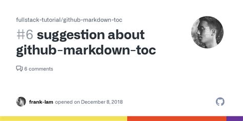 Suggestion About Github Markdown Toc · Issue 6 · Fullstack Tutorialgithub Markdown Toc · Github
