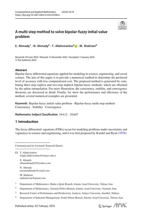 Pdf A Multi Step Method To Solve Bipolar Fuzzy Initial Value Problem