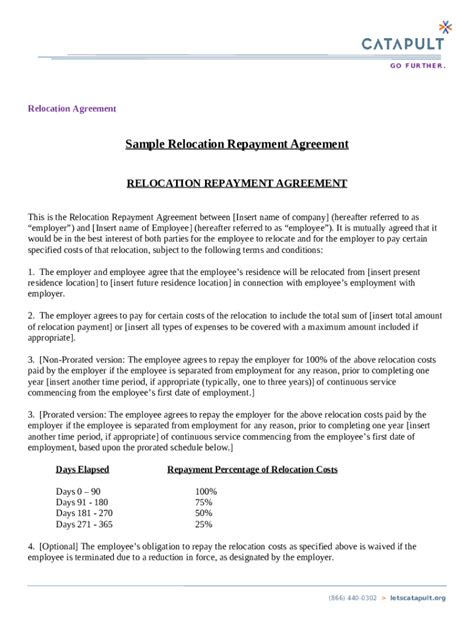 Relocation Package And Repayment Agreement Sample Clauses Doc Template Pdffiller