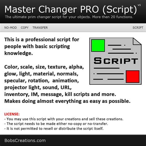 master scripts for creators bobscreations