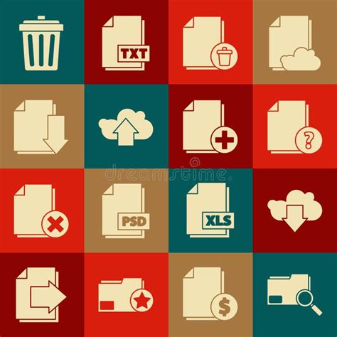 Set Search Concept With Folder Cloud Download Unknown Document Delete File Upload Document