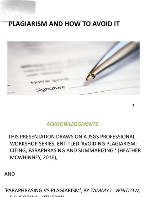 Chapter 1 Session 4 Plagiarism And How To Avoid It Pdf Plagiarism Citation