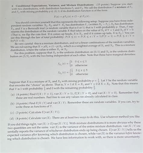 Solved 6 Conditional Expectations Variance And Mixture