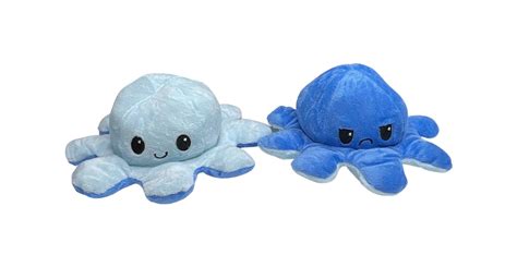Oktopus Kuscheltier Wendbar Hellblau Dunkelblau Mellowsliimezz