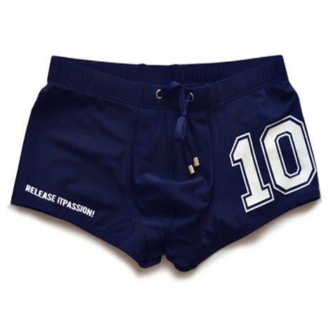 Sexy Men Swimming Trunks Digit 10 Drawstring Elastic Waistband Swimwear