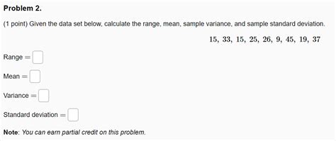 Solved Point Given The Data Set Below Calculate The Chegg