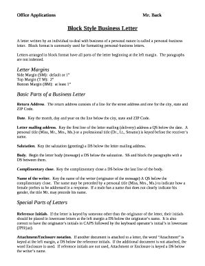 Block Style Letter Example Doc Template PdfFiller