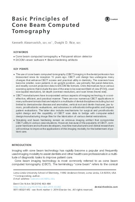 Pdf Basic Principles Of Cone Beam Computed Tomography