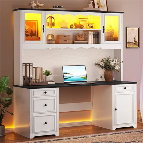Dwvo Executive Desk With Hutch And Power Outlets Computer