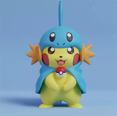 Pikachu Cosplay Mudkip 3d Print Model Download Free