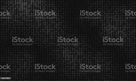 Vector Abstract Big Data Visualization Grayscale Data Flow As Binary Numbers Strings Computer