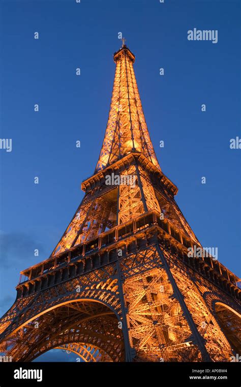 Europe France Paris Eiffel Tower Area Evening View Of The Eiffel