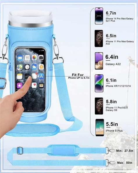Custom Neoprene Touchable Screen Phone Pocket 40oz Water Bottle Carrier