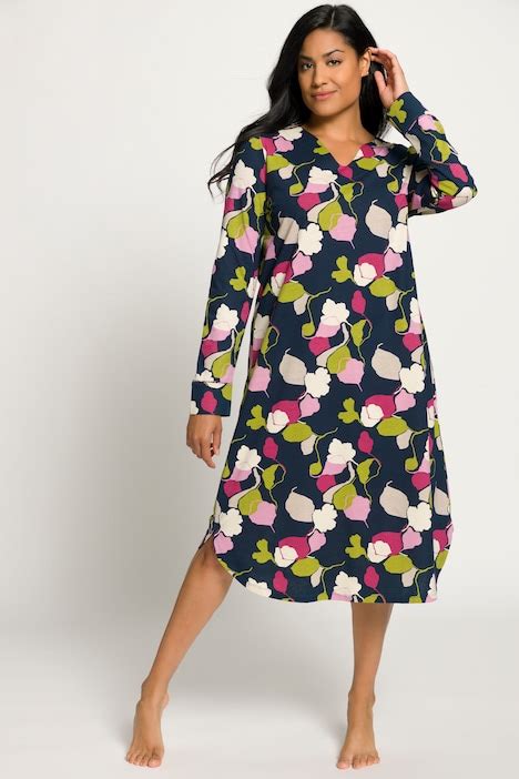 Chemise De Nuit Fleurs Col En Cœur Manches Longues Chemises De Nuit Vêtements De Nuit