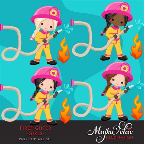 Firefighter Clipart Firefighter Png Pink Fire Truck Png Etsy Girl Firefighter Firefighter