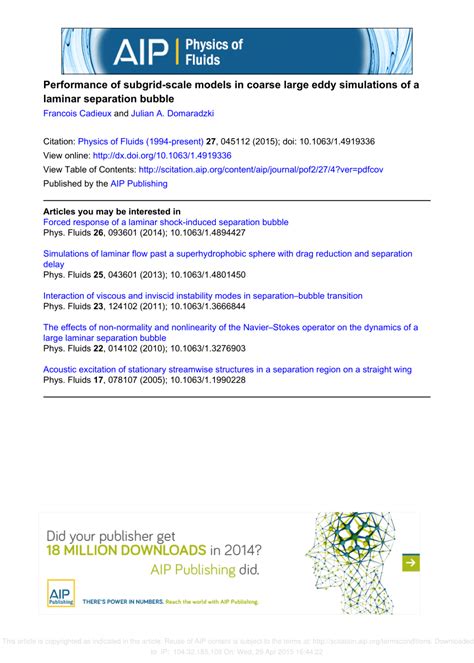 Pdf Performance Of Subgrid Scale Models In Coarse Large Eddy