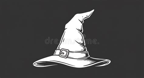 A Stylized Illustration Of A Classic Witch S Hat In White Set Against