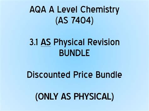 Aqa As Physical Chemistry Revision Bundle Teaching Resources