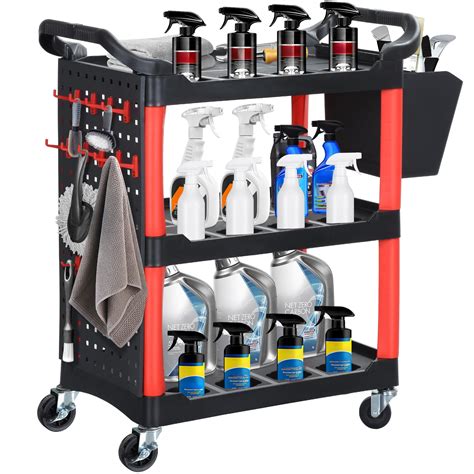 Yitahome Auto Detailing Cart With Wheels 3 Tier Rolling