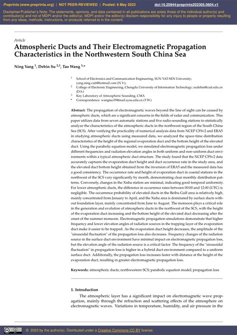 Pdf Atmospheric Ducts And Their Electromagnetic Propagation Characteristics In The