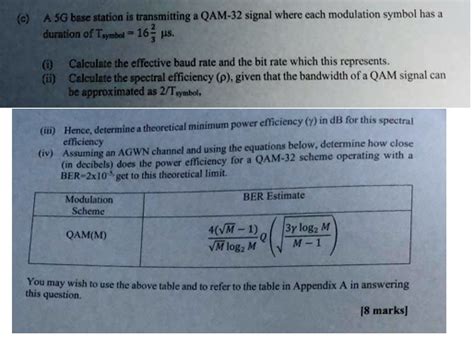 Solved A 5g Base Station Is Transmitting A Qam 32 Signal Where Each Modulation Symbol Has A