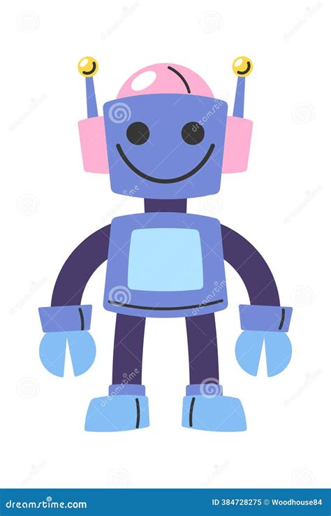 Cute Ai Robot On White Background Friendly Positive Little White Robotic Character With Glowing