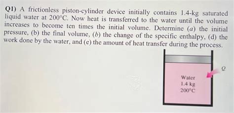 Solved Q1 A Frictionless Piston Cylinder Device Initially
