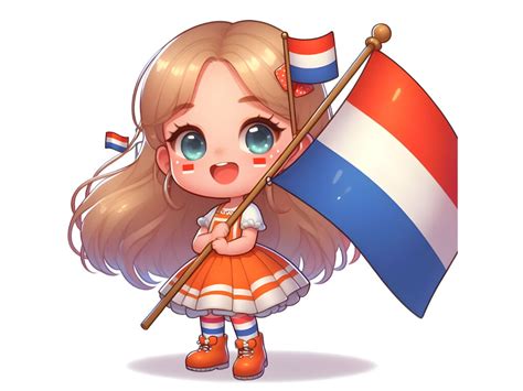 Cute Girl Holding Netherland Flag By Dianaxstoyanova Thehungryjpeg