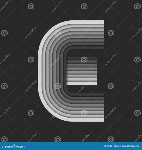Letter E Initial Monogram 3d Logo Stepped Gray Gradient Parallel