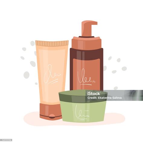 식물 배경에 화장품 병 도구 아름다움과 피부 관리 스프레이 에코 클렌저의 개념 벡터 플랫 일러스트레이션 개체 그룹에 대한 스톡 벡터 아트 및 기타 이미지 Istock
