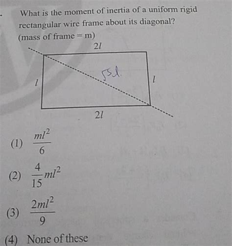 What Is The Moment Of Inertia Of A Uniform Rigid Rectangular Wire Frame A