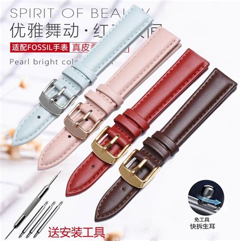 10 20 Genuine Leather Watch Strap Suitable For Fossil Fossil Es3843 Es3737 Es4338 Series Ladies