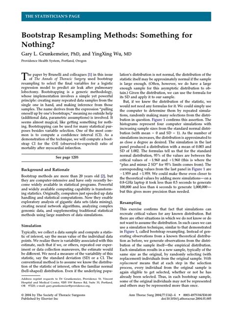 bootstrap resampling methods something for nothing gary l