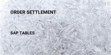 Order Settlement Table In Sap